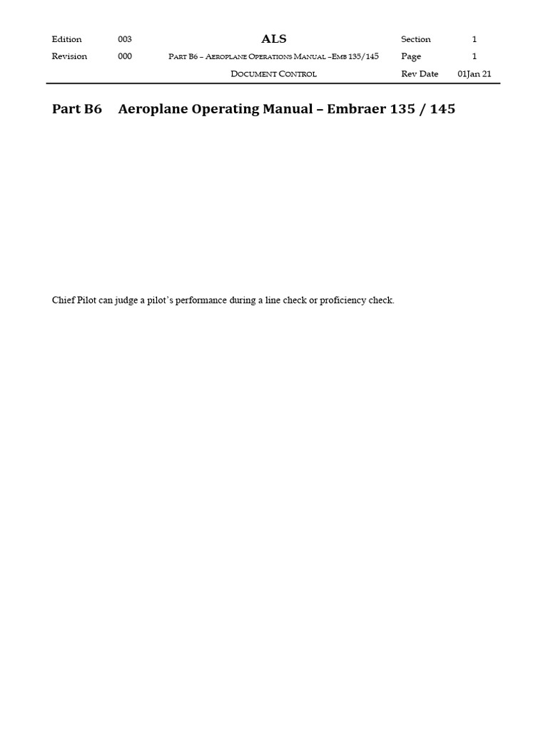 Embraer 135/145 Operations Manual | PDF | Cockpit | Airplane