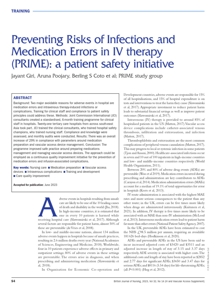 Bjon 2023 32 14 s4 PDF | PDF | Intravenous Therapy | Medical Error