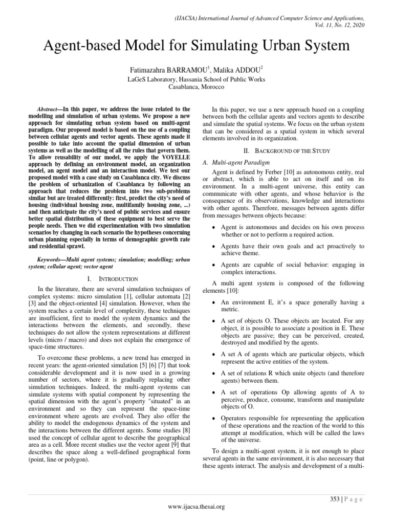 Agent Based Model For Simulating Urban S | PDF | System | Automata Theory