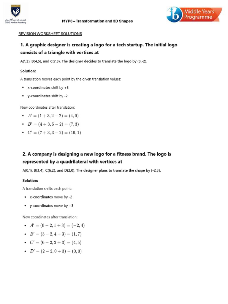 Myp3 Revision Worksheet Solutions | PDF