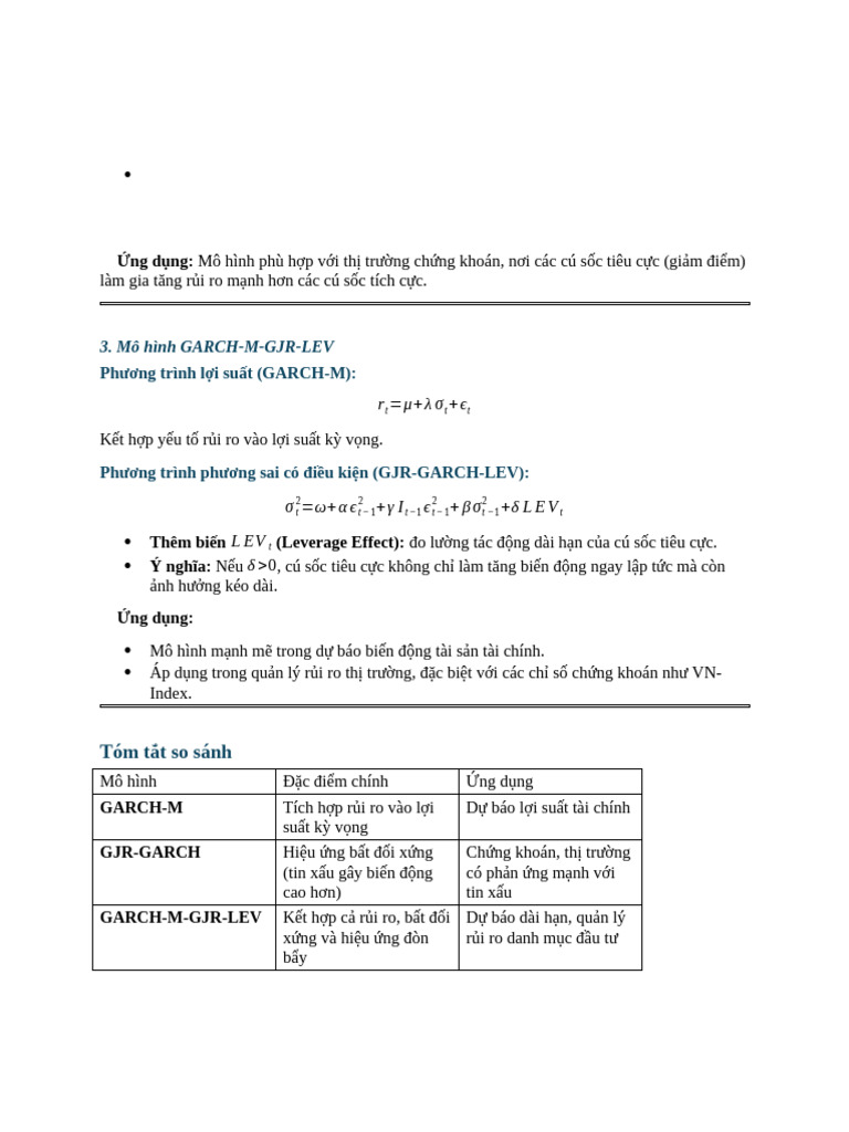 NG D NG:: 3. Mô Hình GARCH-M-GJR-LEV | PDF