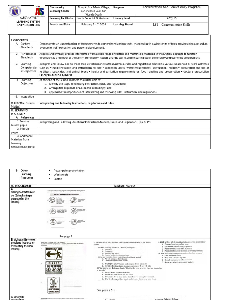 DLP Paghahanda Sa Kalamidad | PDF | Learning | Cognitive Science