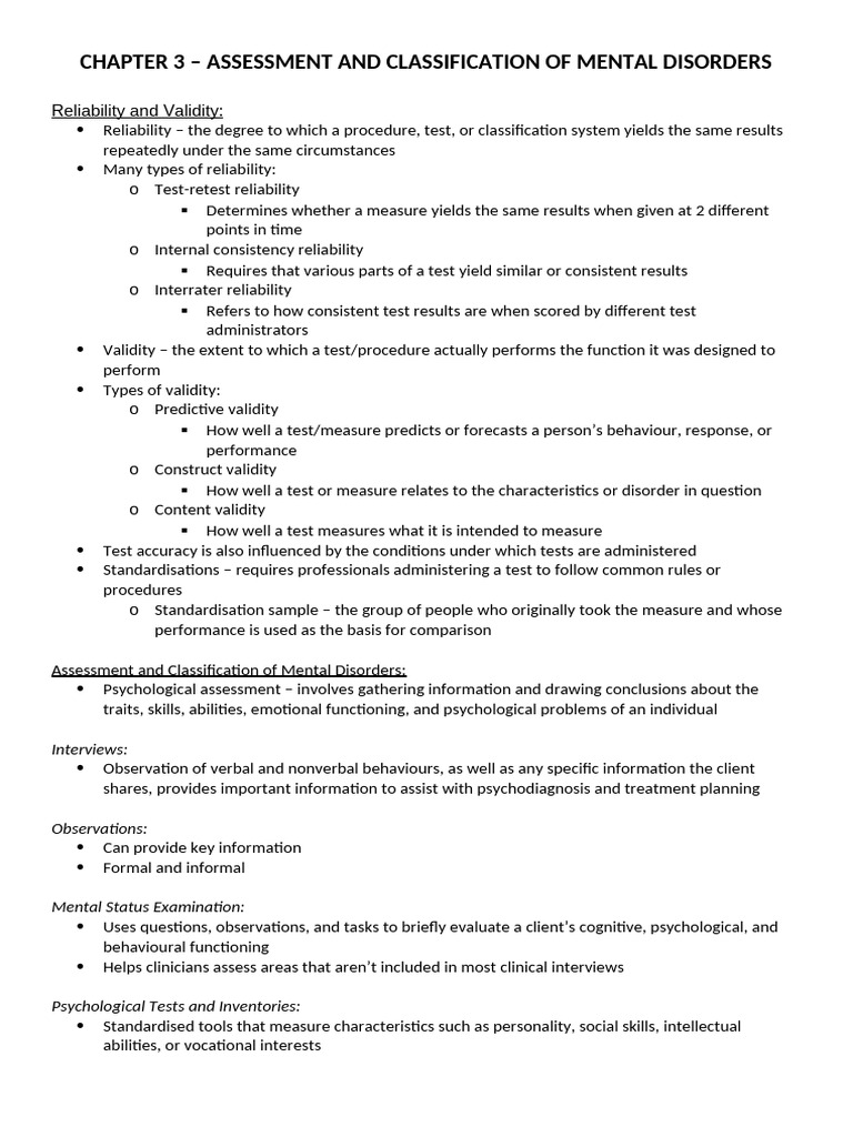 Assessment in Abnormal Psychology | PDF | Mental Disorder | Validity ...