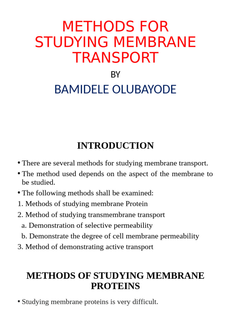 Membrane Transport Study Methods | PDF | Microscopy | Atomic Force ...