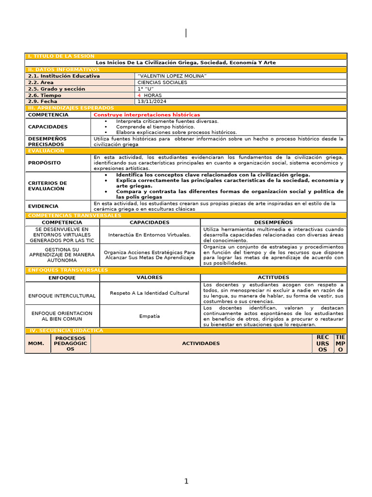 1º Sesiones Sem 1 Uni 7 - CCSS 2024 | PDF | Evaluación | Aprendizaje
