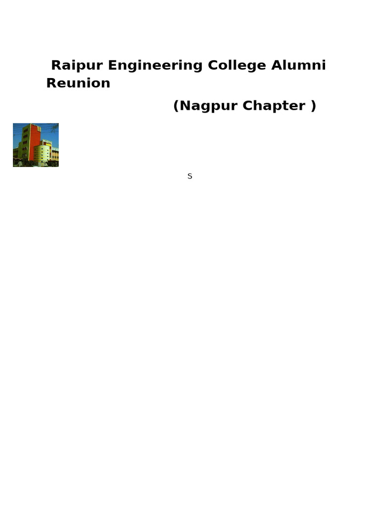 Raipur Engineering College Alumni Reunion (Nagpur Chapter) | PDF
