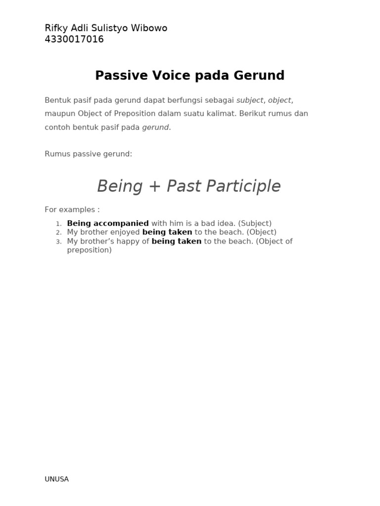 Passive Voice Pada Gerund | PDF