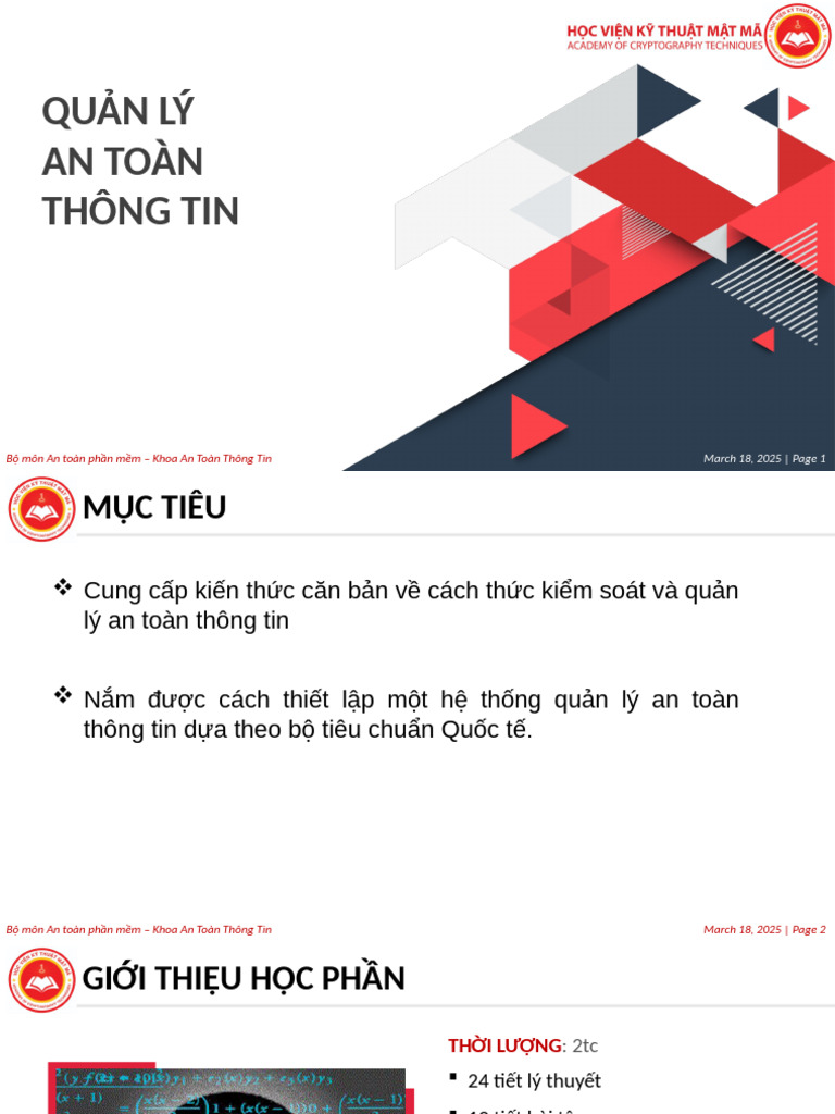 1. Chuong 1. Tổng Quan Về Quản Lý ATTT | PDF