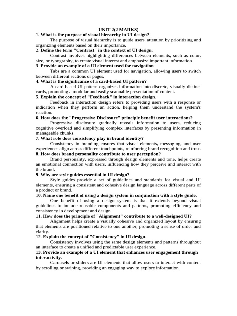 Unit 2(2marks) | PDF | User Interface | User Interface Design