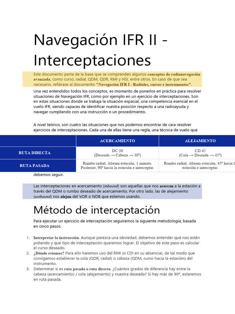 Interceptaciones en Navegación IFR II | PDF | Reglas de vuelo por ...