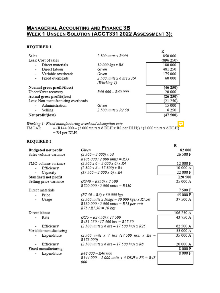 ACCT332 Week 1 Unseen Solution | PDF | Financial Economics | Business ...