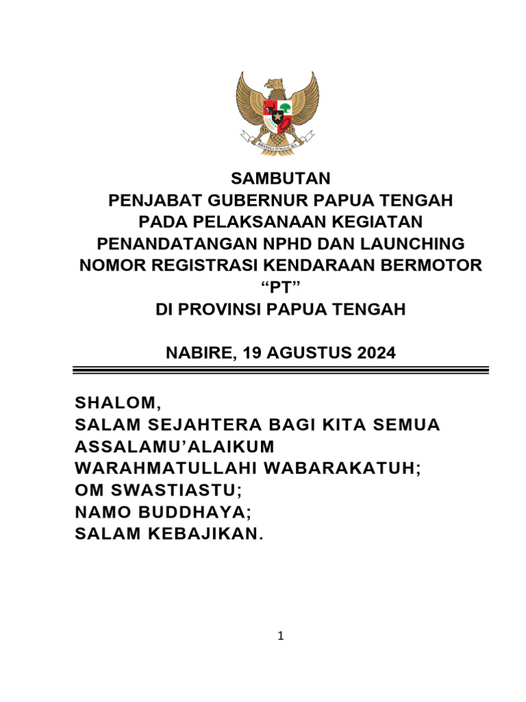 Sambutan Gub Launching Plat + NPHD | PDF