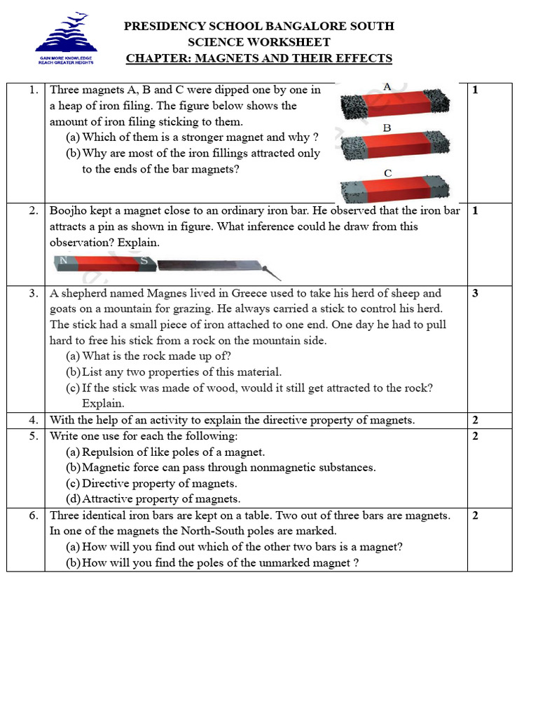 Grade 6 - Final - WS - Magnets and Their Effects | PDF