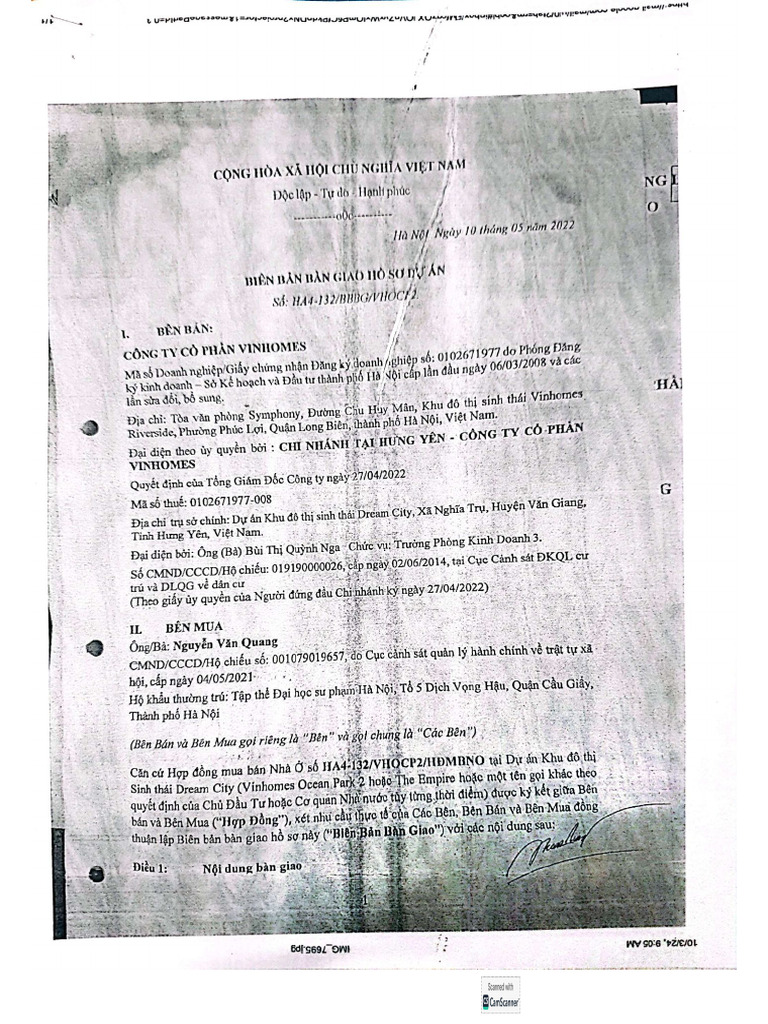 Bien Ban Bàn Giao | PDF