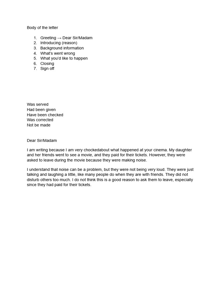 Body of the Letter | PDF
