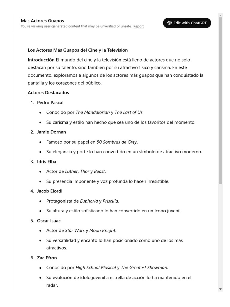 Los Actores Más Guapos | PDF