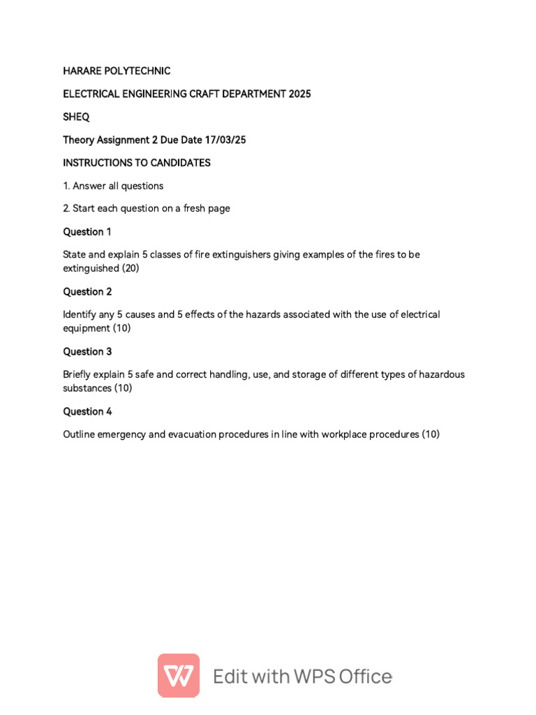 Sheq Theory Assignment 2(1) | PDF