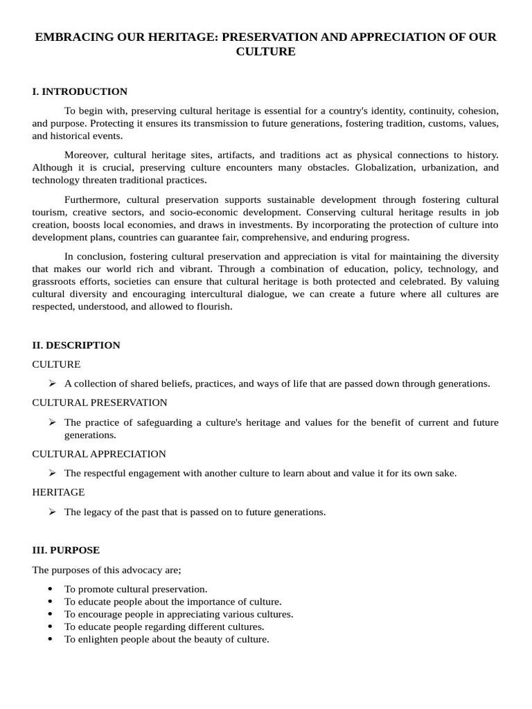 Cultural Heritage Preservation Advocacy | PDF | Cultural Heritage | Traditions