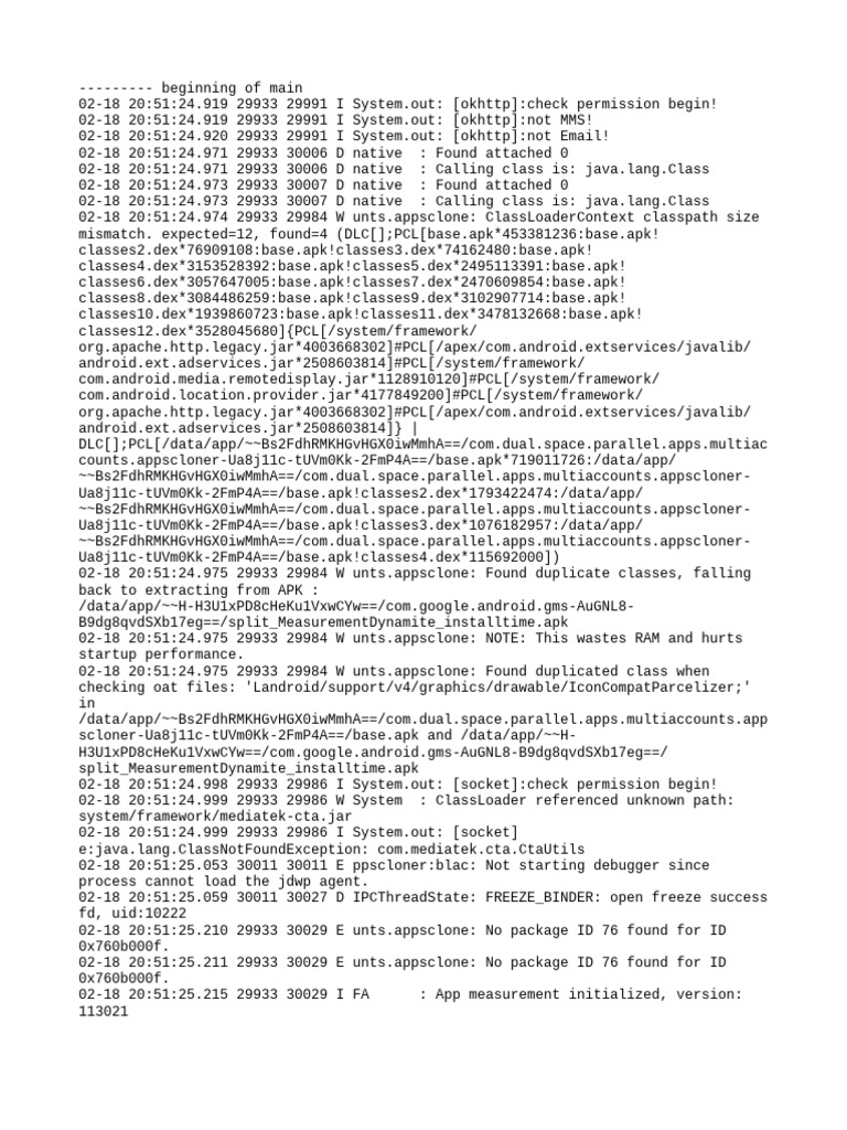 Com - Dual.space - Parallel.apps - Multiaccounts.appscloner Logcat | PDF | Computer Engineering ...