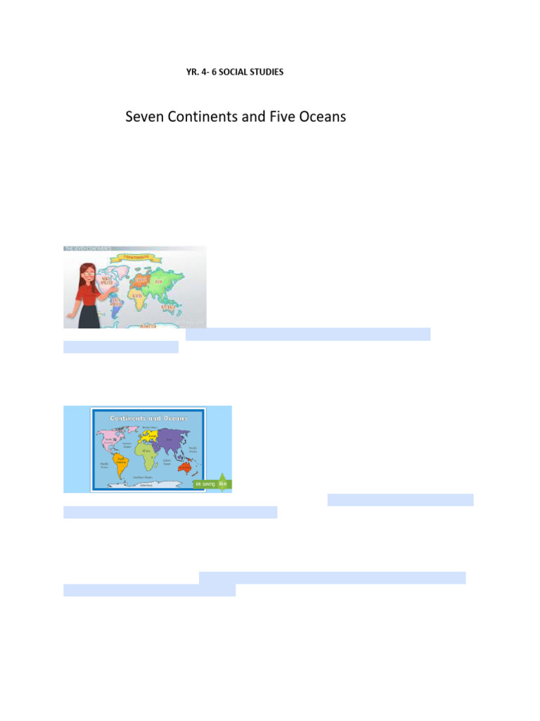 What are the 7 continents and 5 oceans map | PDF | Continent | Antarctica