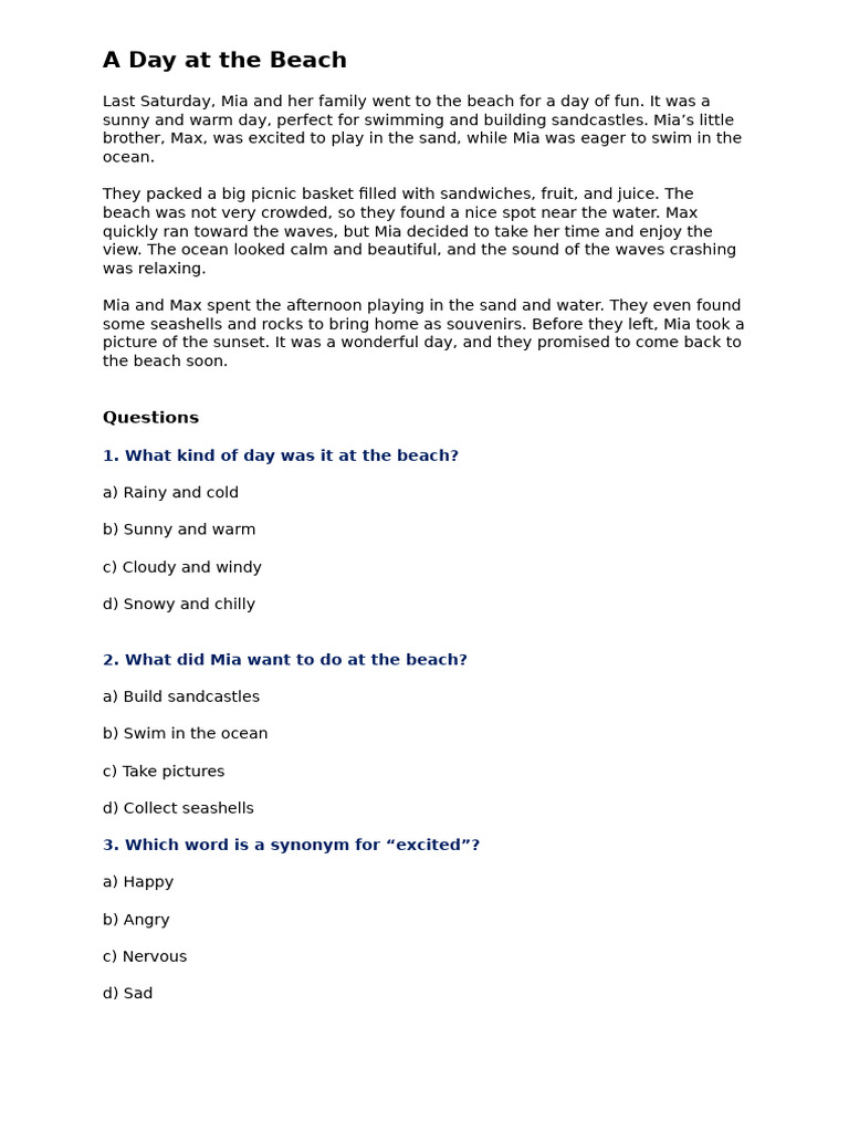 Family Beach Day Adventure | PDF