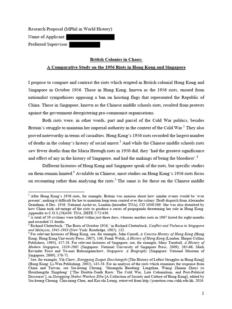 World History Research Proposal | PDF | Singapore | World Politics