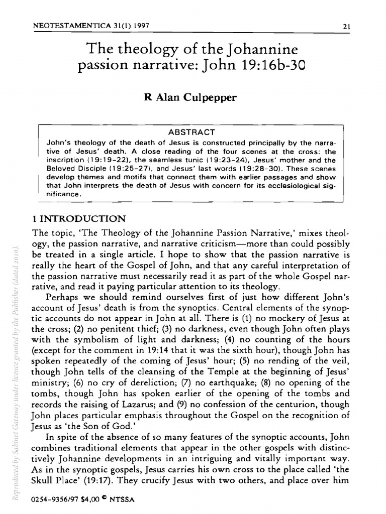 Theology of John's Passion Narrative | PDF | Gospel Of John | Jesus