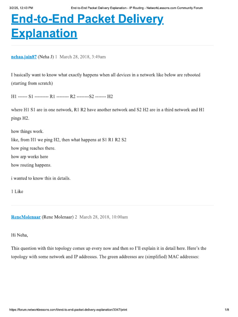 End To End Packet Delivery Explanation | PDF