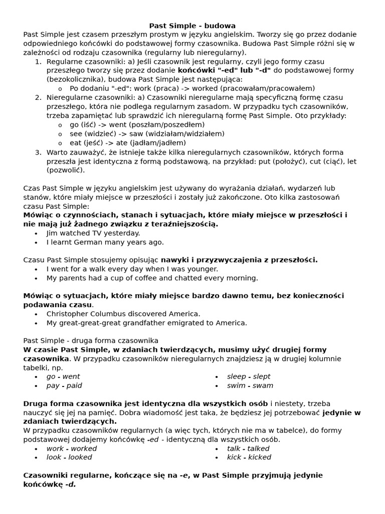 Past Simple | PDF