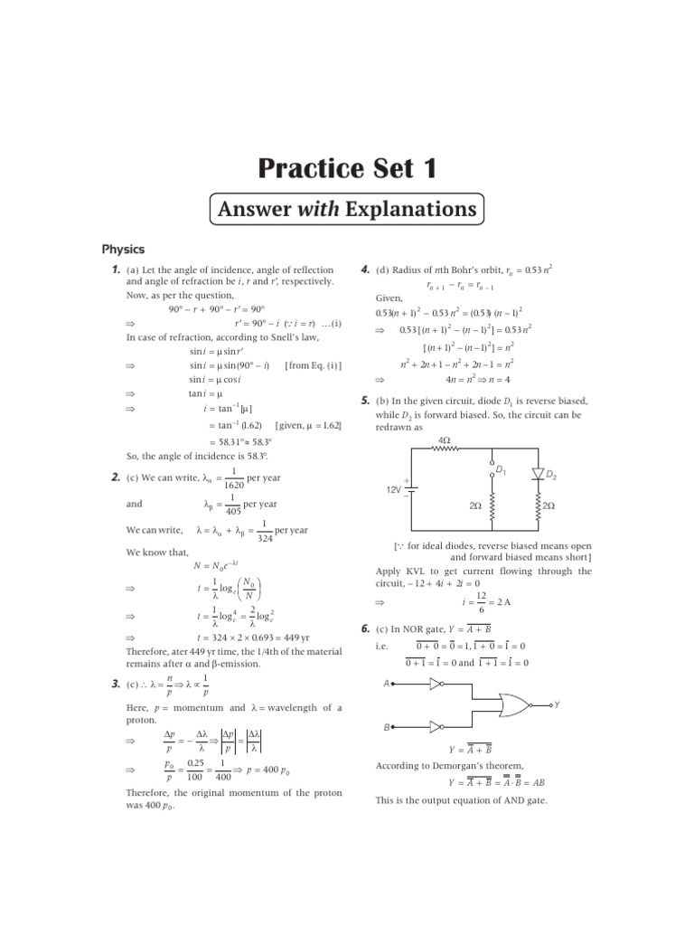 Practice Set 1: Answer Explanations | PDF | Gases | Physical Phenomena