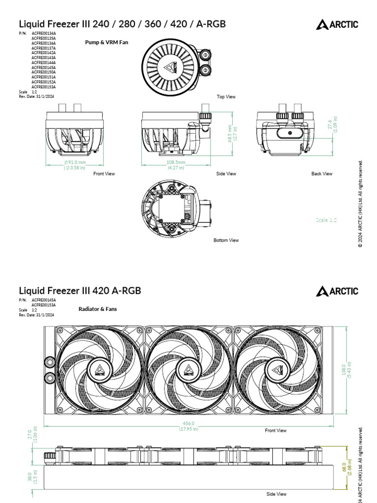 Liquid Freezer III 420 A-RGB - 2D Drawing | PDF