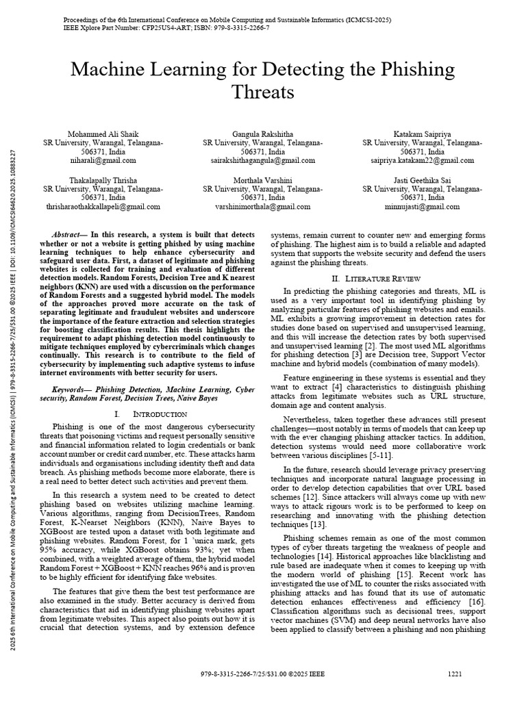 Machine Learning for Phishing Detection | PDF | Machine Learning | Phishing