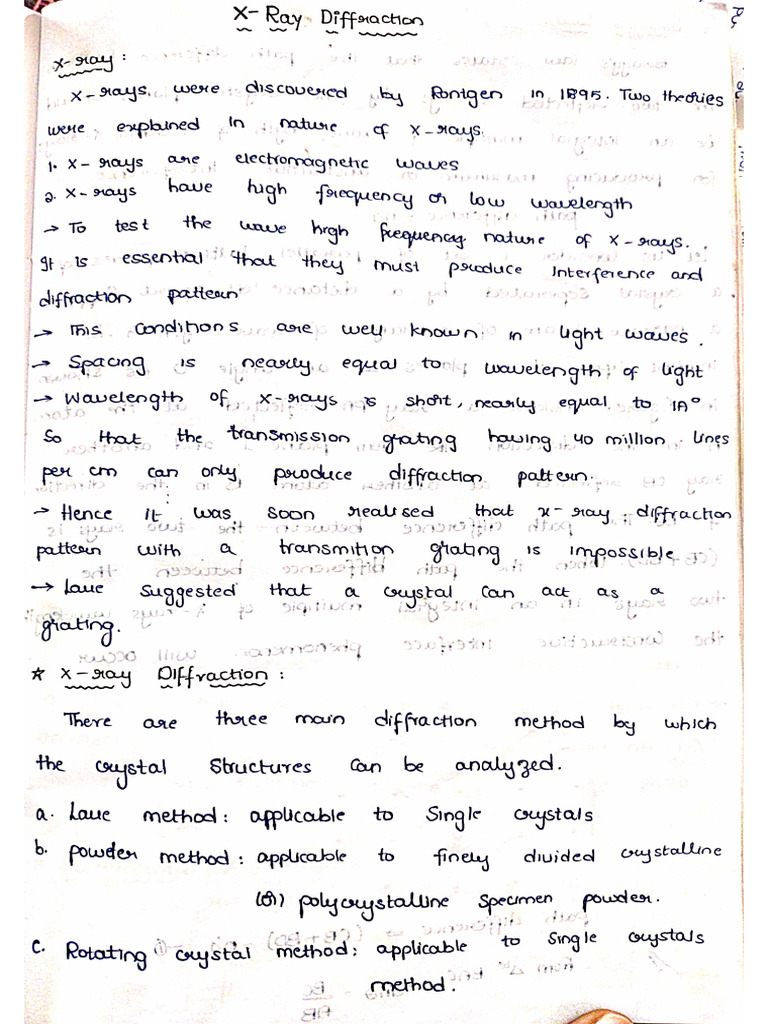 X Ray Diffraction Notes | PDF