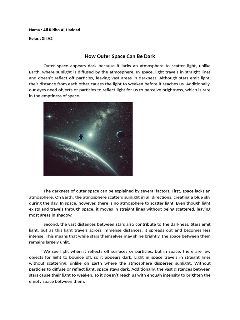 Why Outer Space Appears Dark | PDF | Light | Outer Space