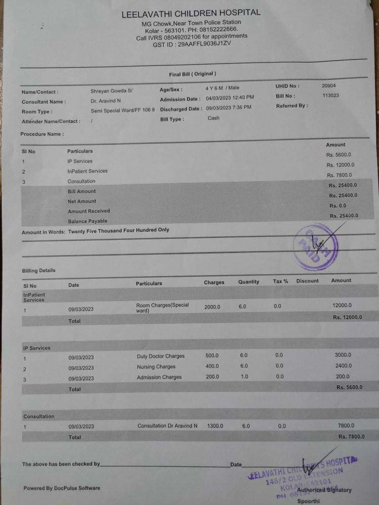 Final Bill | PDF
