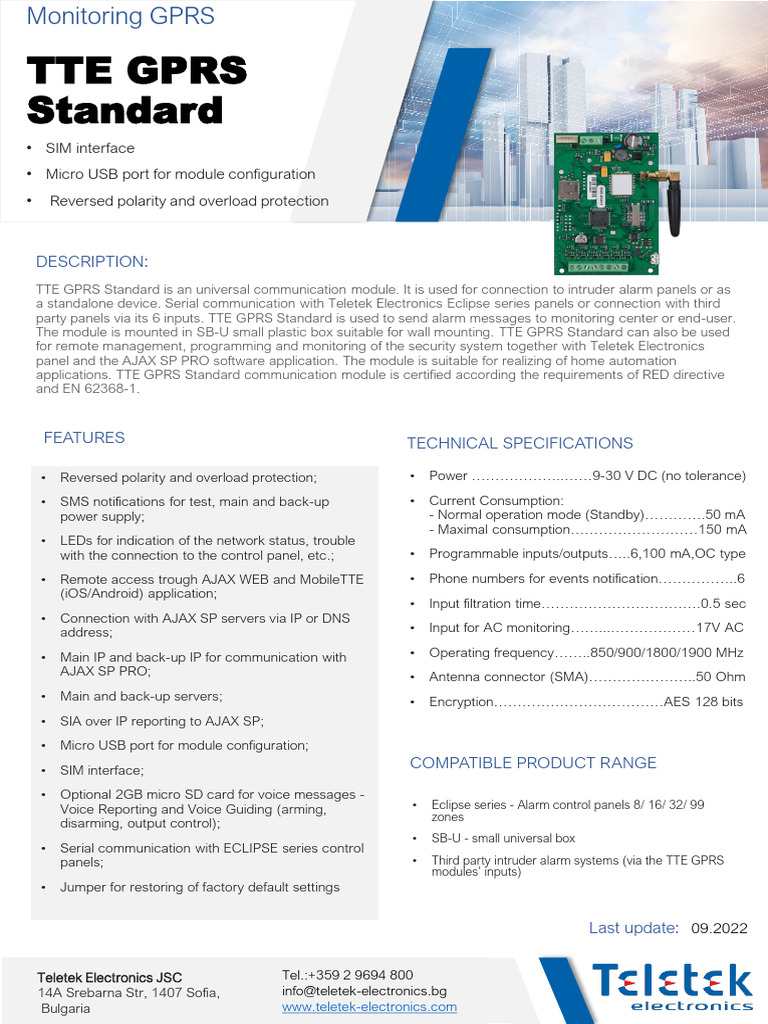 TTE GPRS Standard Communication Module | PDF | Power Supply | General ...