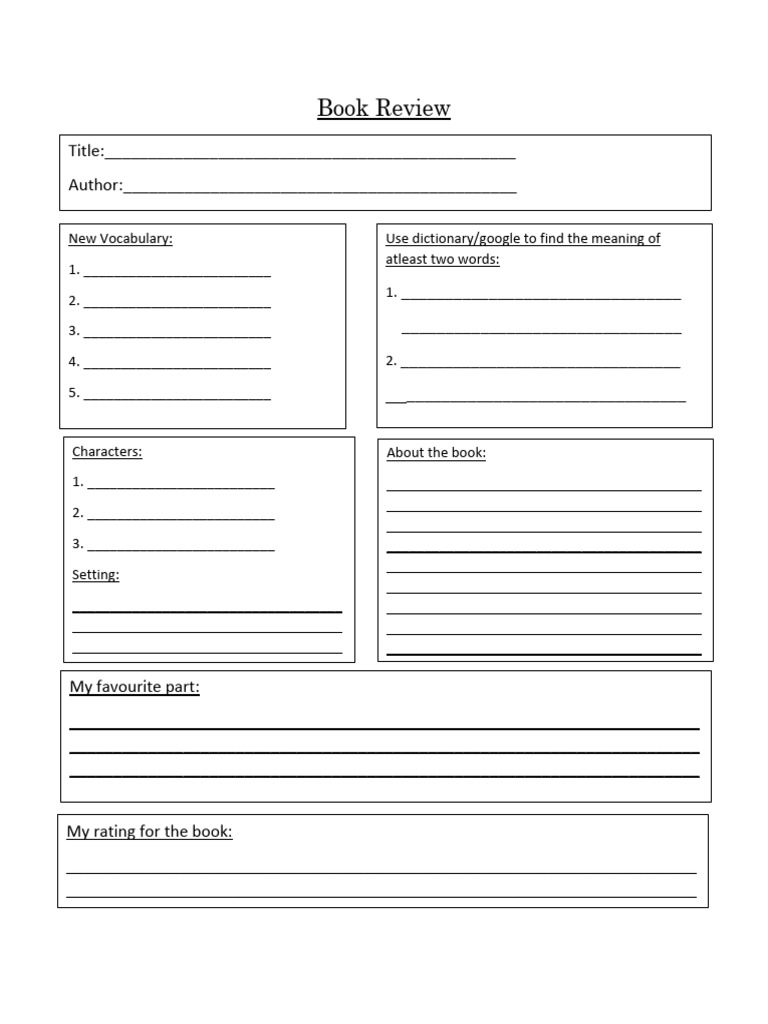 Grade 3 Book Review Template | PDF
