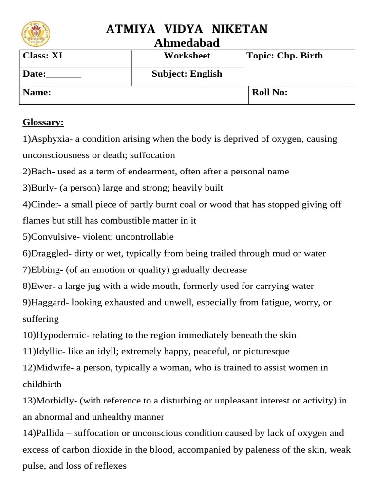 WS Class 11 CHP Birth | PDF