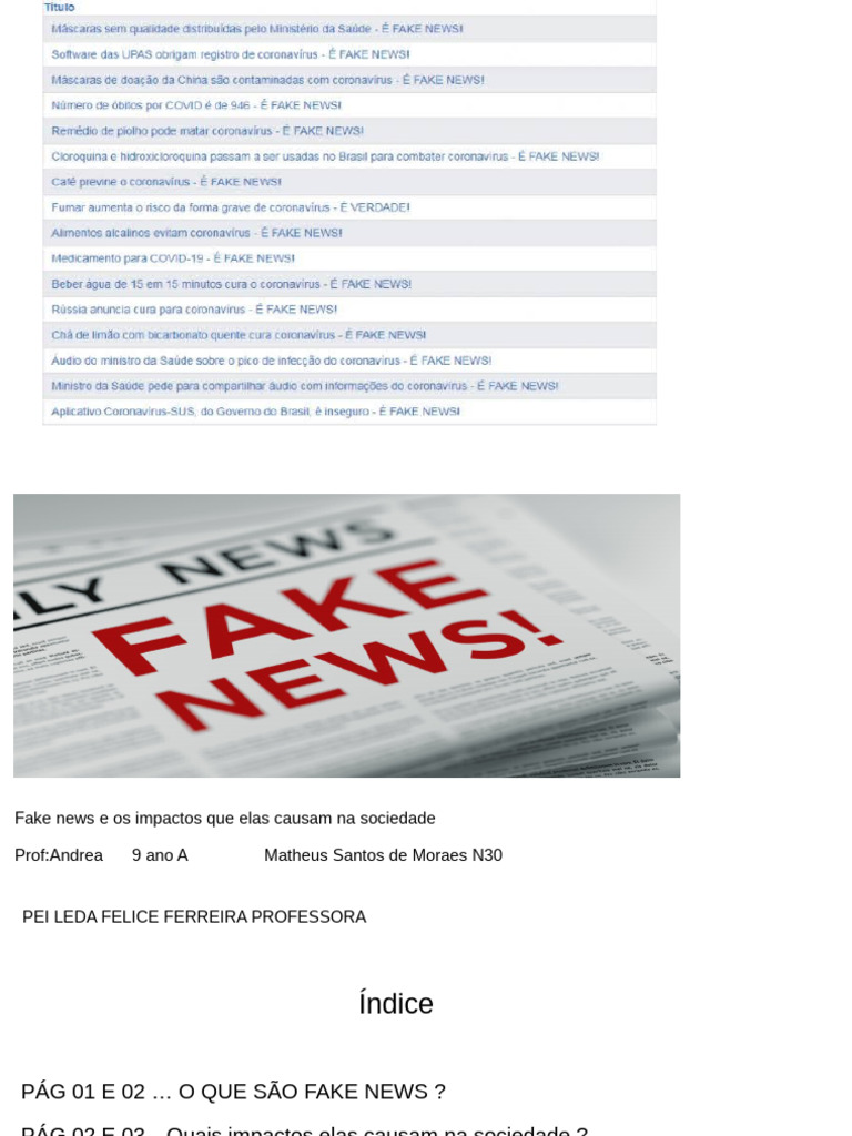Impactos das Fake News na Sociedade | PDF | Autismo | Jornalismo