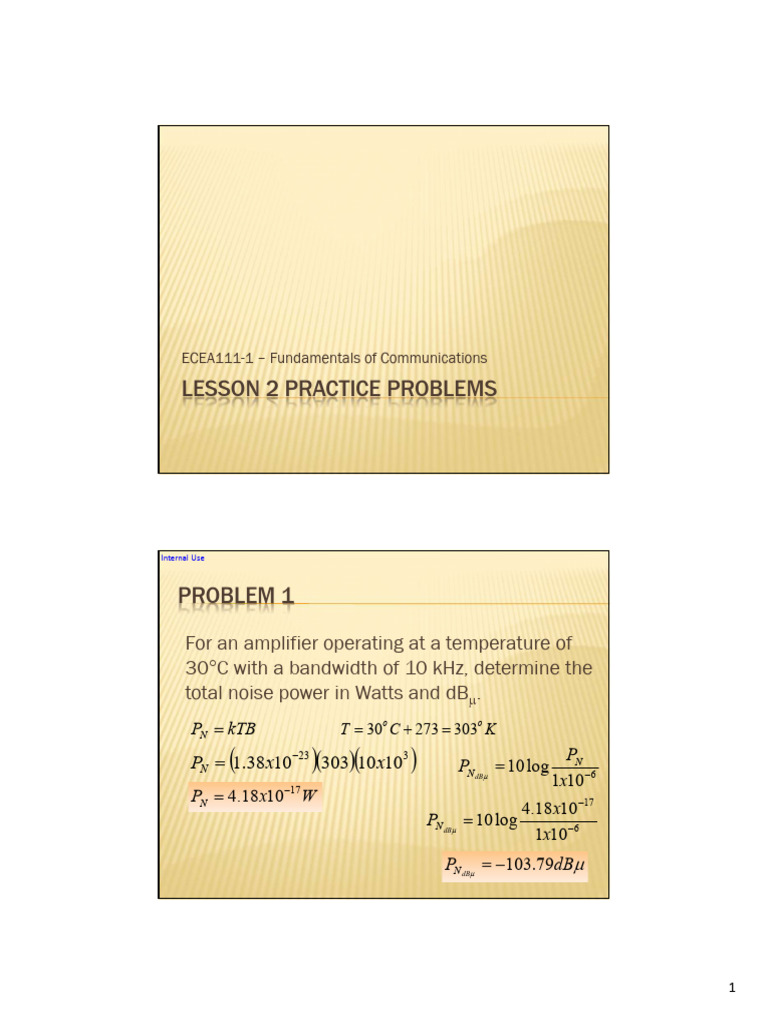 Lesson 2_problems (1) | PDF | Amplifier | Signal To Noise Ratio