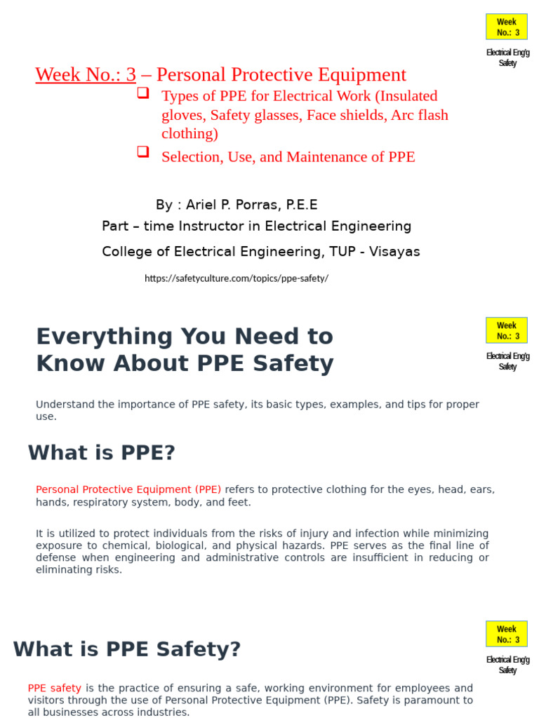 PPE Safety in Electrical Engineering | PDF | Personal Protective ...