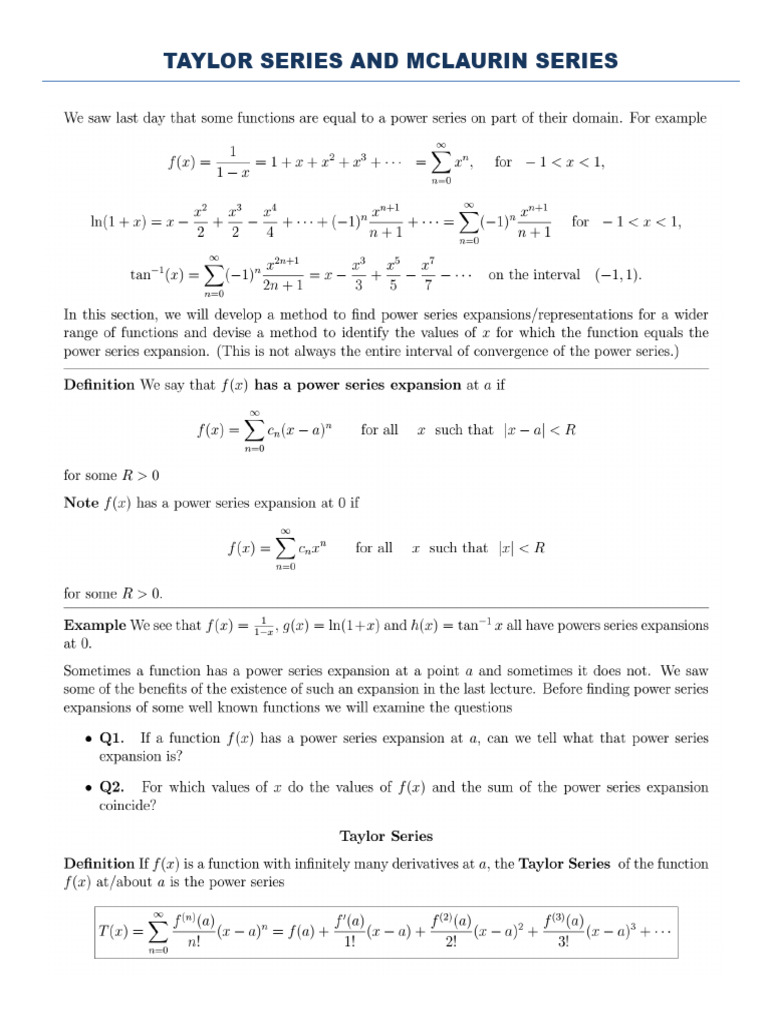 Understanding Taylor and Maclaurin Series | PDF