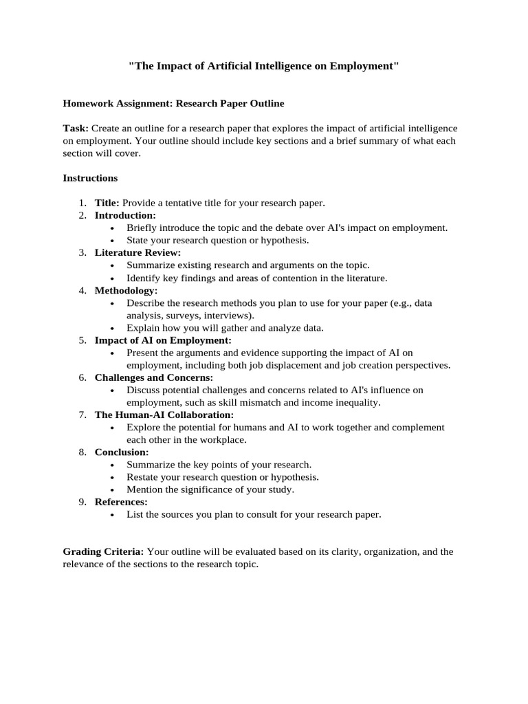 "The Impact of Artificial Intelligence On Employment": Homework ...