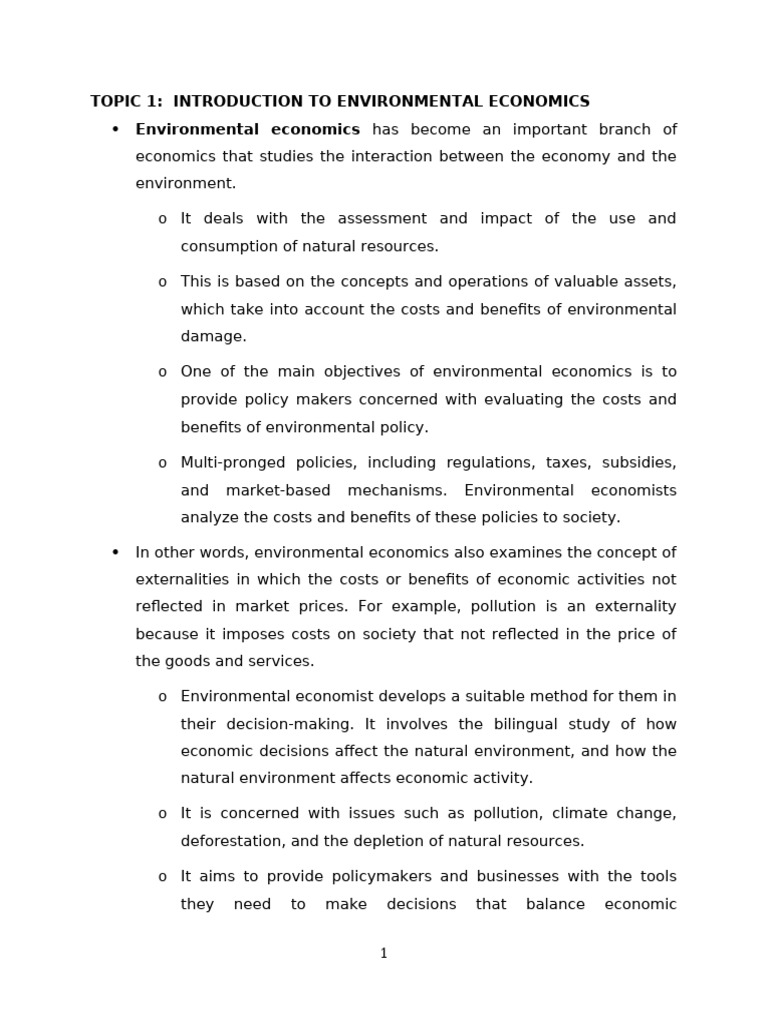 Introduction to Environmental Economics | PDF | Environmental Policy ...