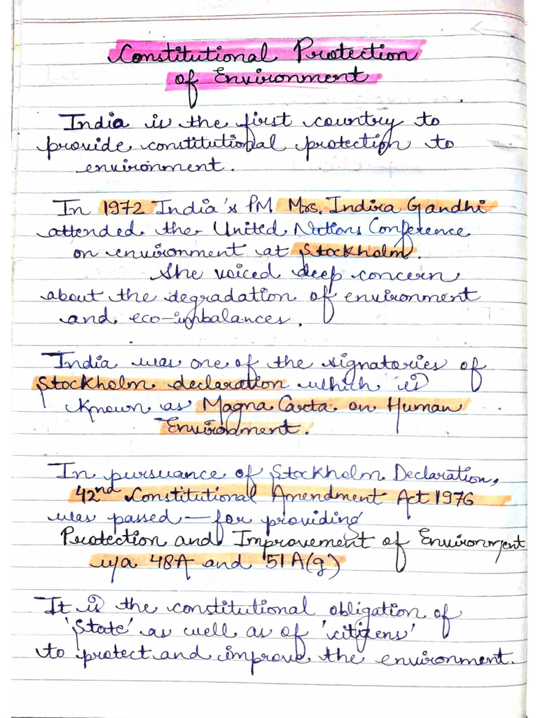 #5 Constitutional Protection of Environment Notes @lawvita | PDF