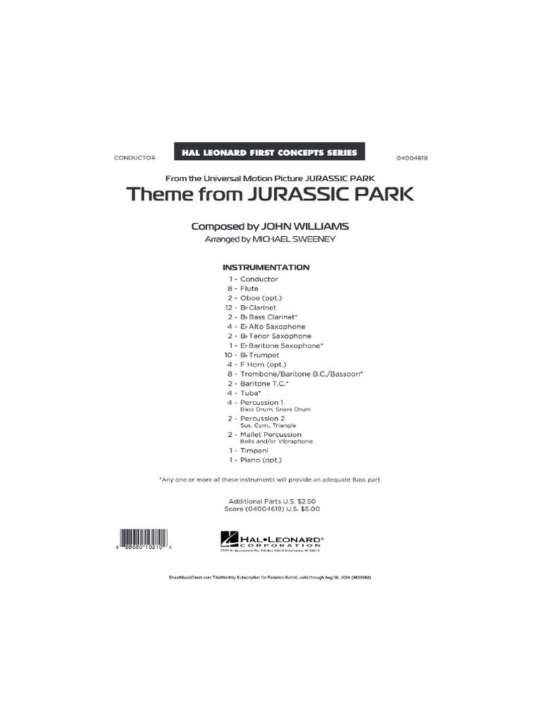 1 - Theme From Jurassic Park | PDF