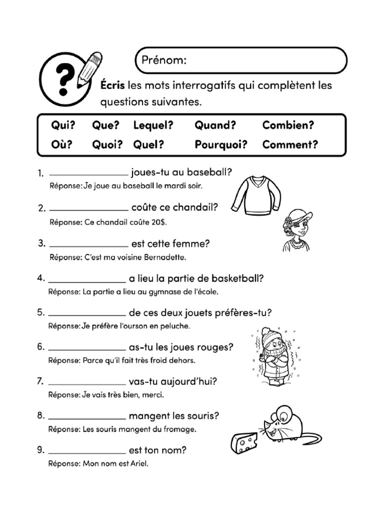 F01 Les Mots Interrogatifs 2 | PDF