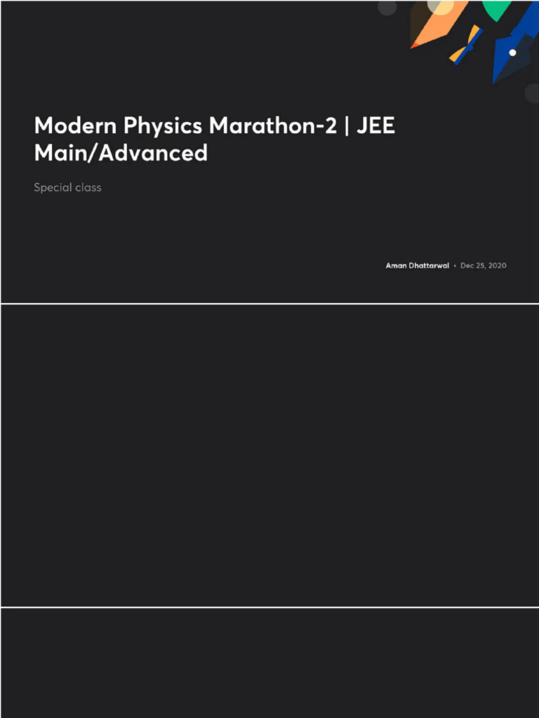 Modern Physics Marathon2 JEE MainAdvanced No Anno | PDF