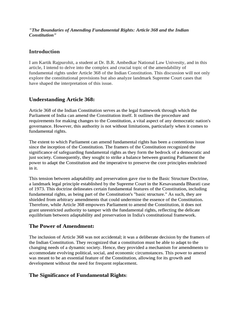 Amending Fundamental Rights in India | PDF | Constitution | Public Law