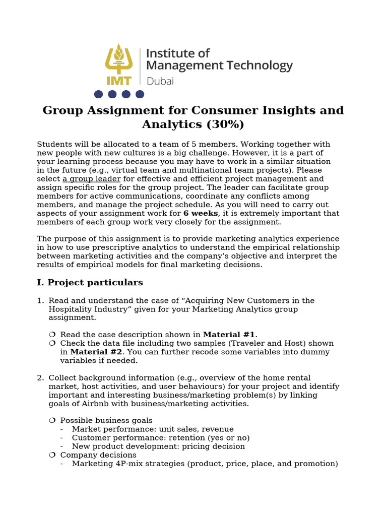 CIA - Group Assignment Brief | PDF | Dependent And Independent Variables | Analytics
